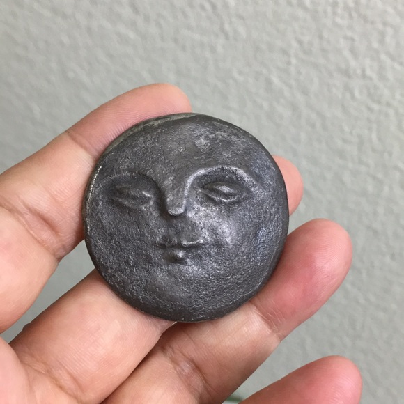 Vintage | Jewelry | Rare Pewter Art Moon Face Brooch | Poshmark